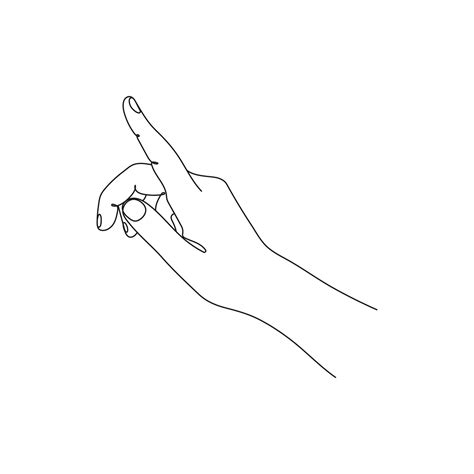 Hand Gesture With Pointing Finger Line Art Drawing Hand Drawn Vector