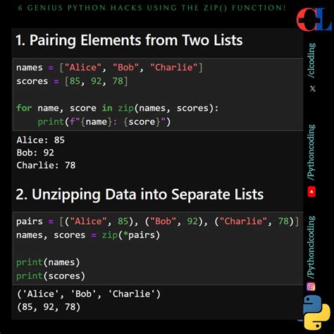 Python Coding 6 Genius Python Hacks Using The Zip Function Instagram