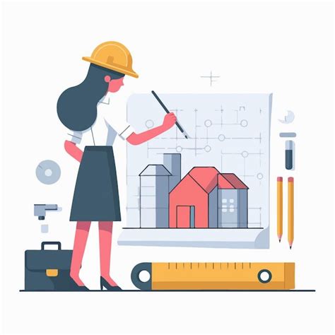 Vector Illustration Of Architect In Simple And Minimalist Flat Design Style Premium Ai
