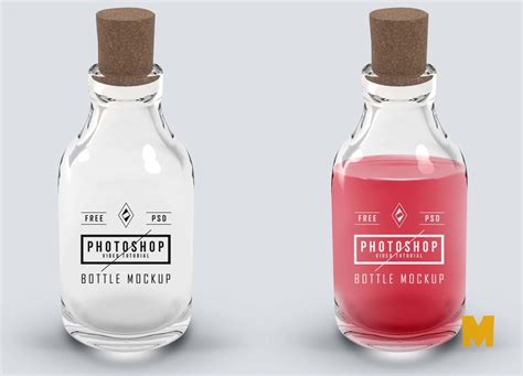 Free Glass Bottle Psd Mockup Download