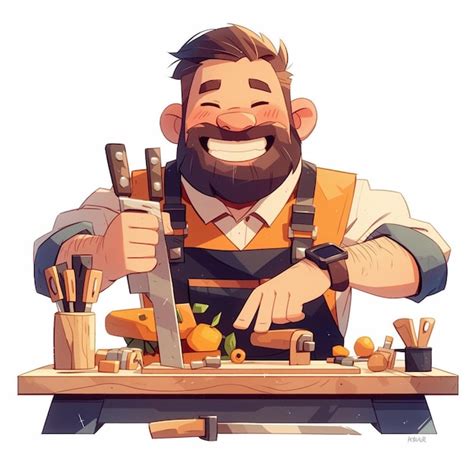 Middle Eastern Boy In His 40s Doing Carpentry Premium Ai Generated Vector