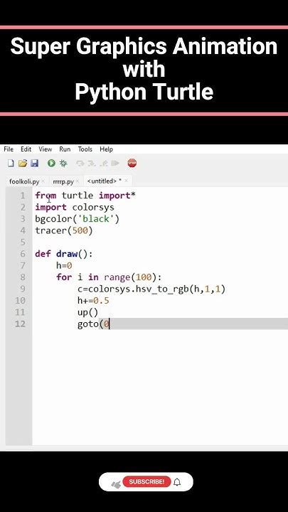 Super Graphics Animation With Python Turtle Python Pythontutorial Youtubeshorts Youtube