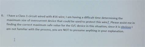 Solved 6 A I Have A Class 1 Circuit Wired With 16 Wire I