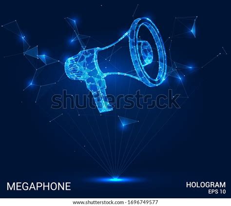 Megaphone Hologram Megaphone Polygons Triangles Points Stock Vector Royalty Free 1696749577