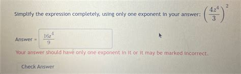 Solved Simplify The Expression Completely Using Only One Chegg