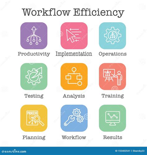 Workflow Efficiency Icon Set Has Operations Processes Automation Etc Stock Vector