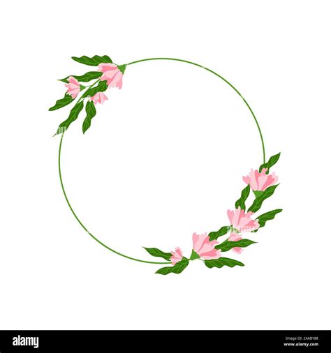 Floral Frame Vector Isolated Illustration Round Decorative Flowers Borders With Copy Space