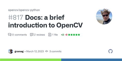 Docs A Brief Introduction To Opencv By Gromag · Pull Request 817 · Opencv Opencv Python · Github