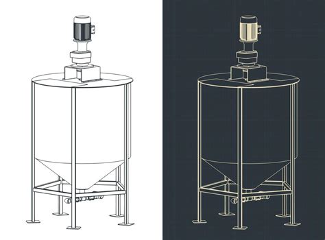 Large Industrial Tank Mixer Isometric Blueprints 46529991 Vector Art At