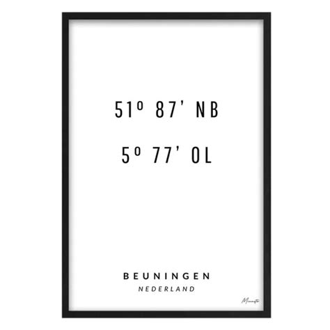 Coordinaten Beuningen Stadsposters And Citymaps Van Minusto