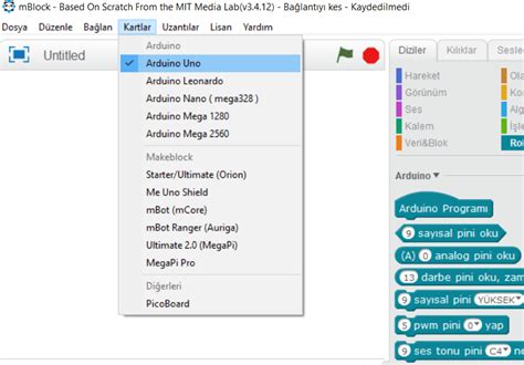 Arduino proje örneği mBlock ile PIR Hareket Sensörü ile LED Uygulaması