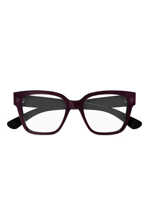 Gucci Eyewear Square Frame Glasses Purple Farfetch Uk