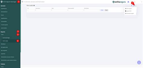 how to access linux sudo usage reports endpoint privilege manager epm segura community