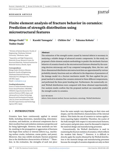 Finite Element Analysis Of Fracture Behavior In Ceramics Prediction Of