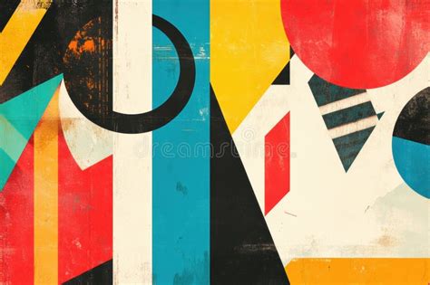 Abstract Retro Risograph Design Featuring Vibrant Geometric Shapes With Ample Copy Space For