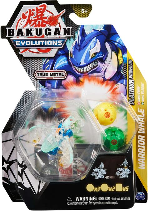 Bakugan Evolutions Platinum Power Up True Metal Warrior Whale + 3 ...