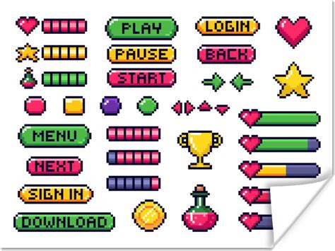 Pixel Game Button Element Illustration
