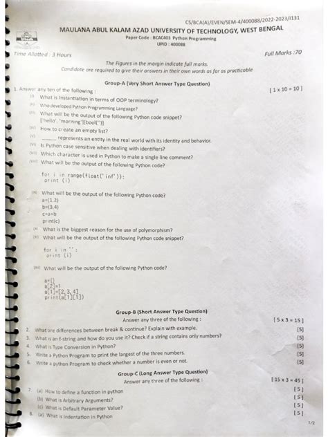 Python Previous Year Questions 4th Sem Pdf