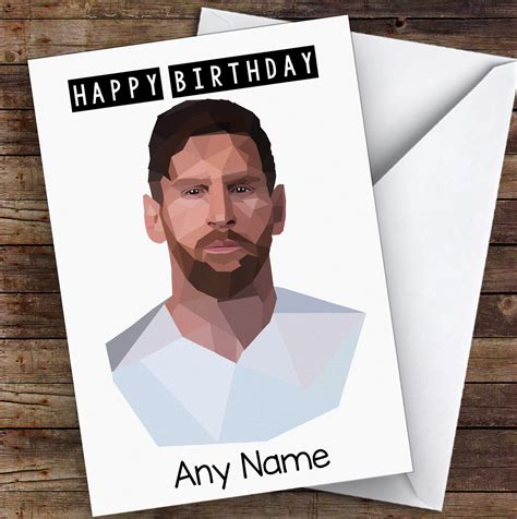 Lionel Messi Polygon Celebrity Personalized Birthday Card Red Heart Print