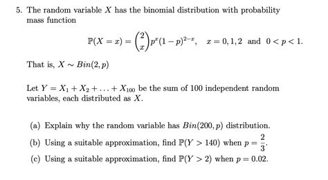 Solved The Random Variable X Has The Binomial Distribution Chegg