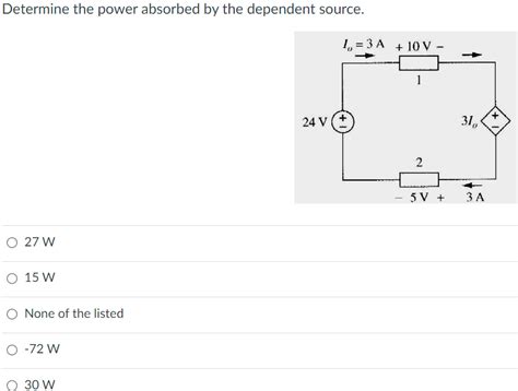 Solved Determine the power absorbed by the dependent | Chegg.com