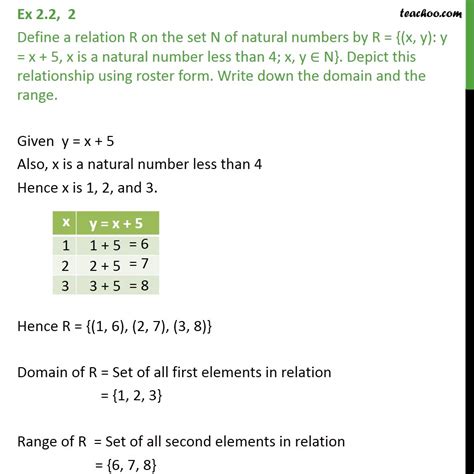 ex 2 2 2 define relation r on set n of natural numbers