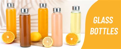 Sursip [10 Pack] 18 Oz Glass Water Bottles With Lids Juice