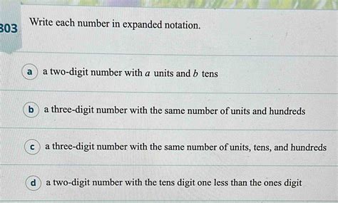 solved 303 write each number in expanded notation a a two digit