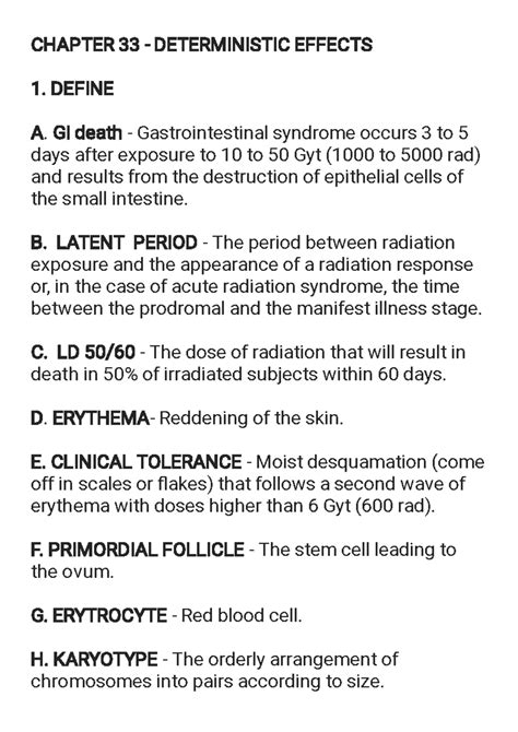 Deterministic Effects Of Radiation Key Concepts And Clinical Insights