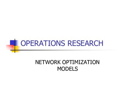 Pdf Operations Research Network Optimization Models