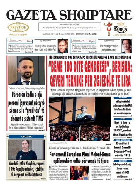 Shtypi I Ditës E Enjte 11 Prill 2024 Njihuni Me Titujt Kryesorë Të