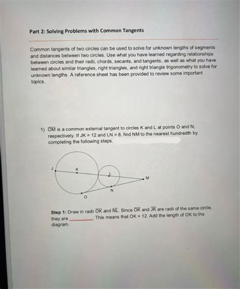 Solved Part 2: Solving Problems with Common TangentsCommon | Chegg.com