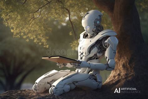 Ai Artificial Intelligence Robot Reading A Book Generative Ai Stock