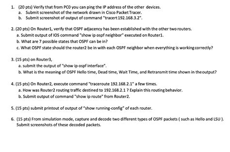 OSPF Open Shortest Path First Use Cisco Packet Chegg