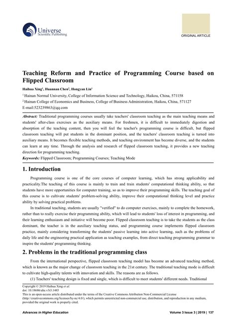 pdf teaching reform and practice of programming course based on