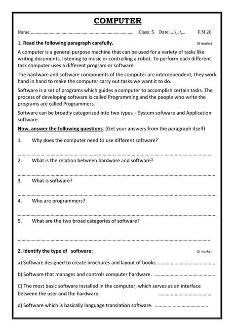 Worksheet On Software For Class 5 Notes Computer Lab Lessons Worksheets Study Notes Worksheet On Software For Class 5 Notes Computer Lab Lessons Worksheets Study Notes