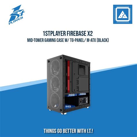 1STPLAYER FIREBASE X2 MID-TOWER GAMING CASE W/ TG-PANEL/ M-ATX (BLACK ...