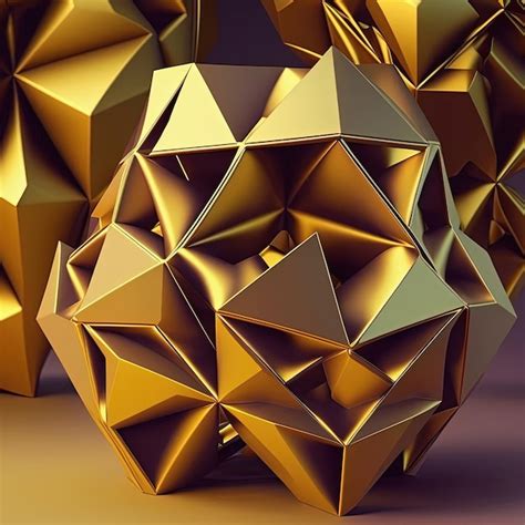 Premium Ai Image Abstract Gold Polygonal Geometric Background Generative Ai