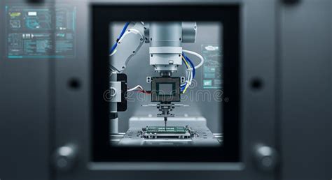 Robotic Process For Manufacturing Chip And Processor Components Stock Image Image Of