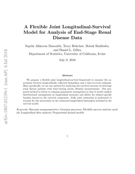 A Flexible Joint Longitudinal Survival Model For Analysis Of End Stage Renal Disease Data Deepai
