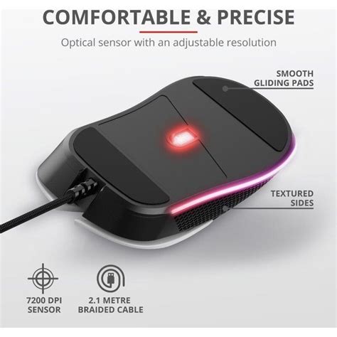 Mouse Gaming Gxt 922w Ybar Trust Iluminat Led 7200 Dpi Alb Rgb Emag Ro