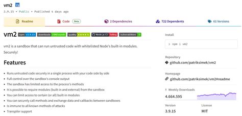 Critical Vulnerability In Vm JavaScript Sandbox Library Exploit Code Available SOCRadar
