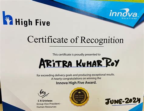 Aritra Roy On Linkedin I Am Delighted To Announce That I Have Been Honored With The Hi Five