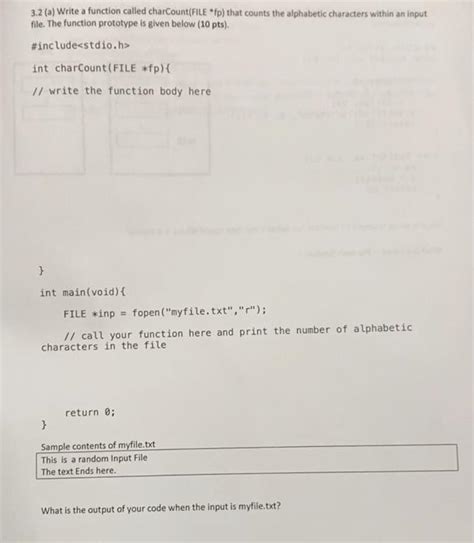 Solved 32 A Write A Function Called Charcountfile Fp