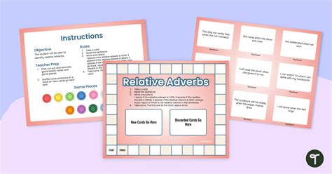 Relative Adverbs Game | Teach Starter