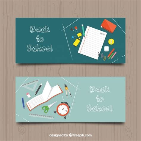 아름다운 배너와 함께 학교로 돌아 가기 무료 벡터