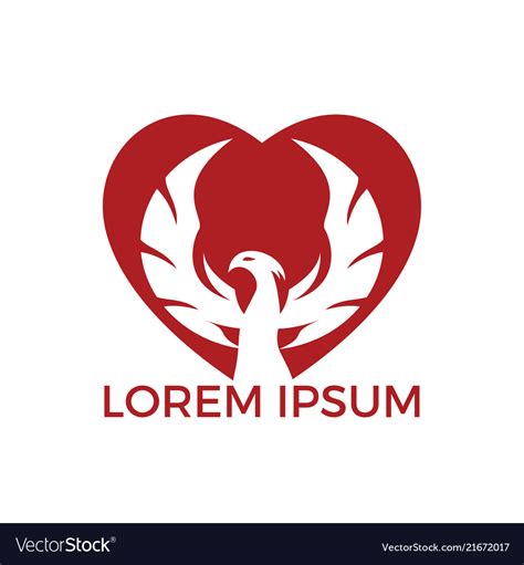 Phoenix Heart Logo Design Royalty Free Vector Image