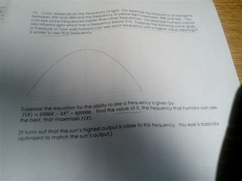 Solved Color Depends On The Frequency Of Light For Example