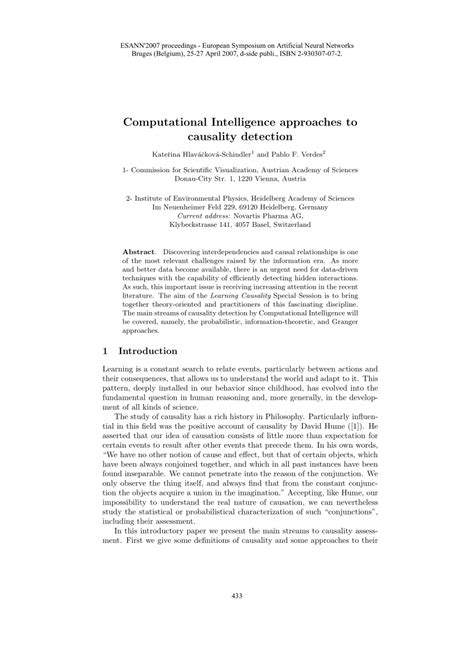 Pdf Computational Intelligence Approaches To Causality Detection
