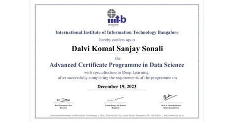Komal Dalvi On Linkedin Advanced Certificate Programme In Data Scienceapril 2023iiit B And